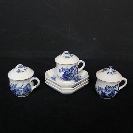 CREAM CUPS WITH DISH, 4 pcs, porcelain, "Blue flowers", Royal ...