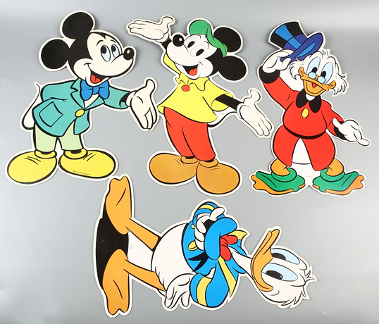 SHOP SIGNS, 4 pcs., in the shape of Donald Duck & Co., Walt Disney ...