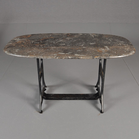 TABLE. Stone slab with fossils on cast iron base. Furniture - Tables ...