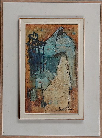 CARSTEN STRÖM. Oil on Board, composition with people, signed. Art ...