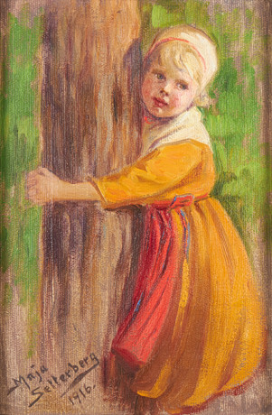 MAJA SETTERBERG (1876-1950), Little girl by a tree, signed and dated ...