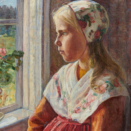 ELSA SCHULTZ-MOBERGER (Stockholm 1879-1978 Lerum). Flicka vid fönstret ...