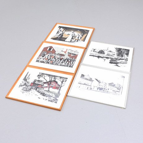 OIDENTIFIERAD KONSTNÄR. DRUCK, 5 Stück, signiert Roupe, datiert -83/84 ...