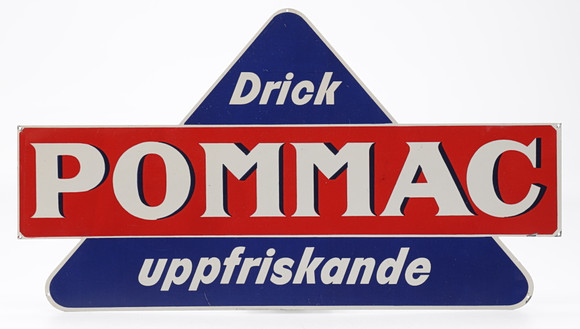 SKYLT, litograferad plåt, "Pommac", 1900-tal. Övrigt - Övrigt - Auctionet