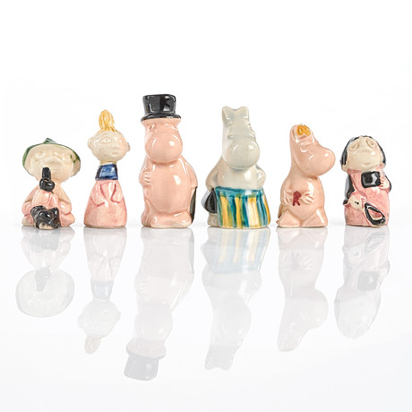 SIGNE HAMMARSTEN-JANSSON. Figurines, Moomin, 6 pieces, Arabia 1950s ...