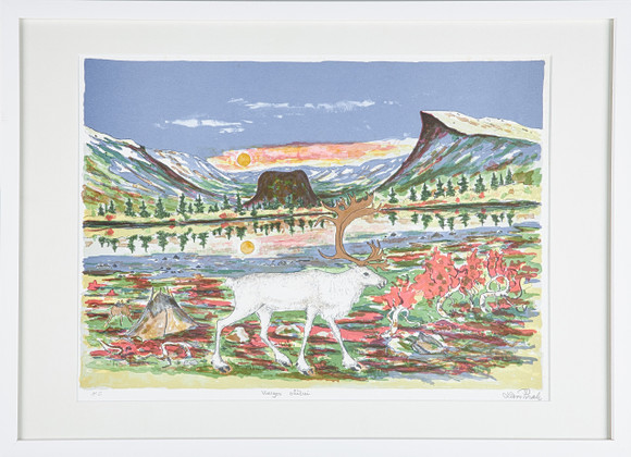 LARS PIRAK. "Den Vita Renen", färglitografi, HC, signerad. Konst ...