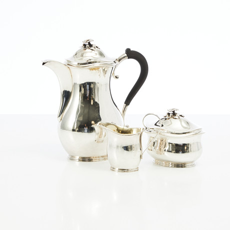 B H EDLUND. Coffee service, 3 parts, silver, smooth surface in late ...
