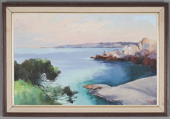 AXEL LIND. Kustlandskap, olja på duk, signerad. Konst - Måleri - Auctionet
