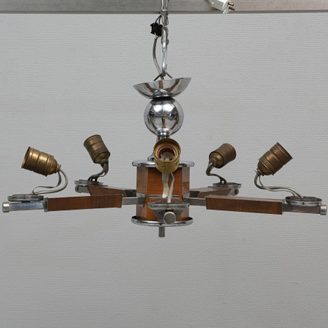 TAKLAMPA, trä/metall, 5 ljuspunkter, 1960-tal. Belysning & Lampor ...