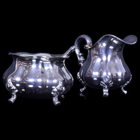 SUGAR BOWL AND CREAM POT. Silver & Metals - Silver - Auctionet