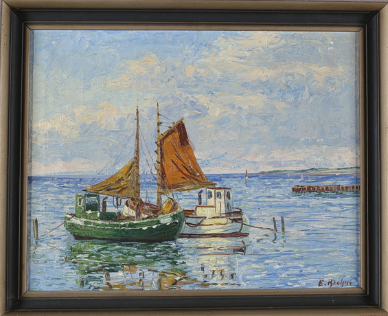ERIC BREHM. Fishing boats, oil on canvas, signed. Art - Paintings ...
