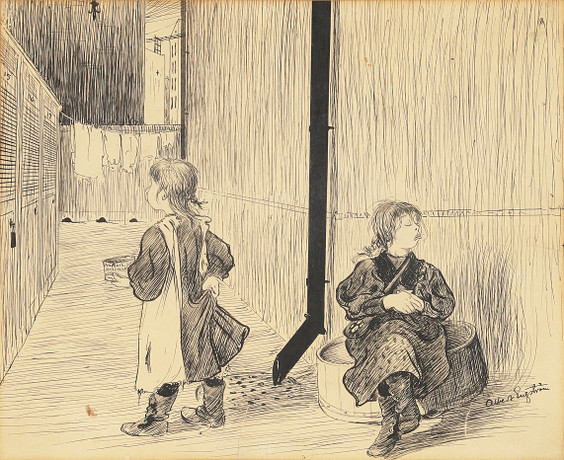 ALBERT ENGSTRÖM. Illustration from Strix's first year, Søndagsnisse ...