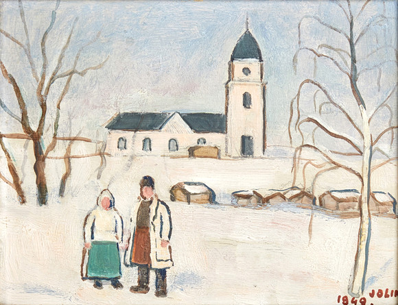 EINAR JOLIN. "Rättvik's church", signed and dated Jolin 1942, oil on ...