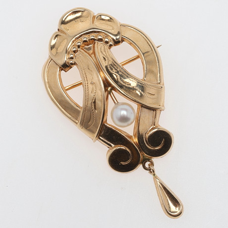 BROOCH, 18k gold & pearl, Ceson Guldvaru Ab, 1961. Jewellery ...