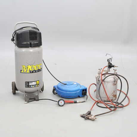 COMPRESSOR Meec Tools and paint sprayer and hose reel with pump nozzle ...