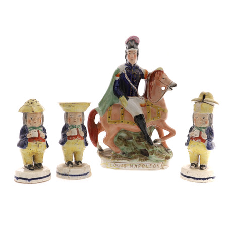 THREE EARLY VICTORIAN STAFFORDSHIRE POTTERY 'TOBY' CONDIMENTS. Ceramics ...