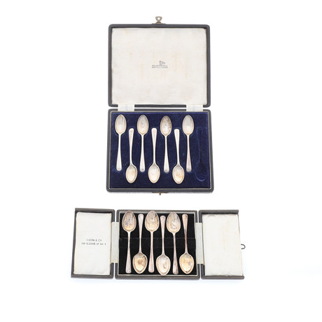 EIN SATZ VON SECHS HANNOVERISCHEN SILBERNEN KAFFEELÖFFELN MIT ...