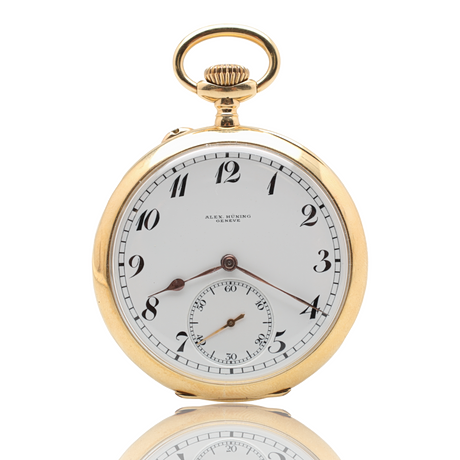 POCKET WATCH, 18k gold, Alex Hüning, early 20th century, weight 80.85 ...