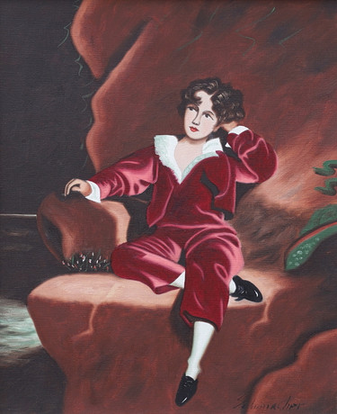 ERIK SCHUMACHER. Olja på duk, "The Red Boy", kopia efter Thomas ...