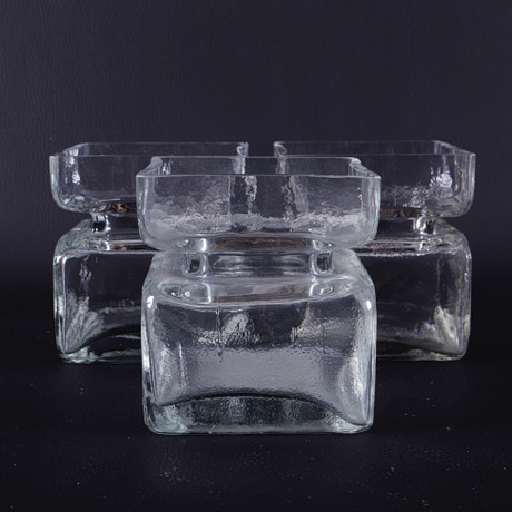 VASES, 3 pieces, glass, "Pala", Helena Tynell, Riihimäen Lasi, Finland ...