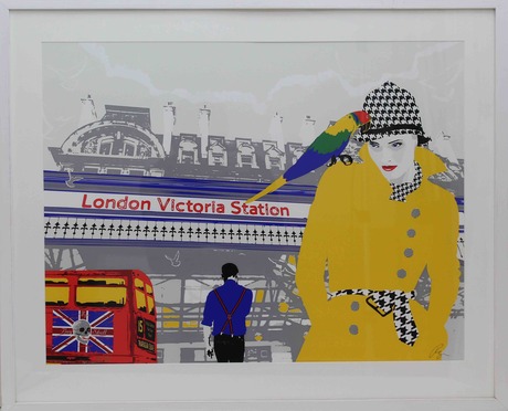 RICHARD RYAN. "London - Victoria Station". Color serigraphy. Signed ...