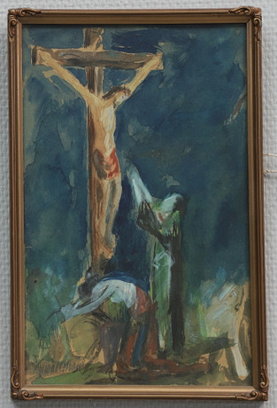 KONST. Watercolor, Jesus on the cross, signed. Art - Paintings - Auctionet