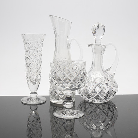 GLASS OBJECTS, 4 parts, ground decoration, 20th century. Glass ...