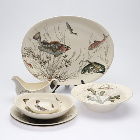 FISH SET, 33 pieces, flintware, "Fish", Johnson Bros, England. Ceramics ...