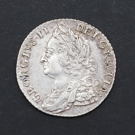 GEORGE II SHILLING, 1758. Mynt, Medaljer & Frimärken - Mynt - Auctionet