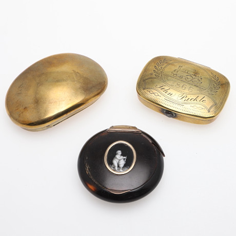 TWO 19THC BRASS SNUFF BOXES. Silver & Metals - Pewter, Brass & Copper ...