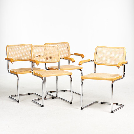 FRAME CHAIRS, 4 pcs, early 2000s, chrome frame, seat and back in beech ...