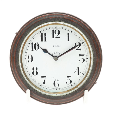 A ENAMEL DIAL BRASS CASE DUCO 8 DAYS CAR CLOCK. Clocks & Watches ...