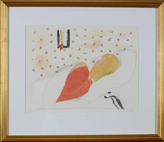 LENNART GRAM. Composition with woman, color lithograph, signed and ...