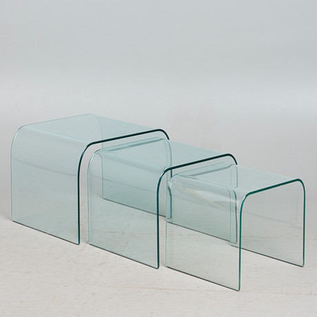 ANGELO CORTESI. Fiam Italia, three coffee tables / nesting tables ...