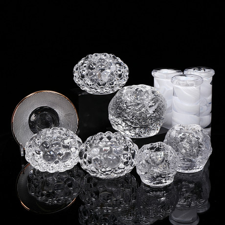 CANDLES, CANDLES, 10 glass, "Snowball", "Atoll", "Hurricane ...