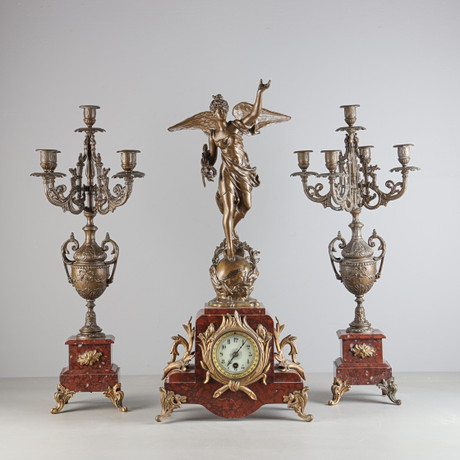 TABLE SET, 3 parts, 19th century, probably France. Clocks & Watches ...
