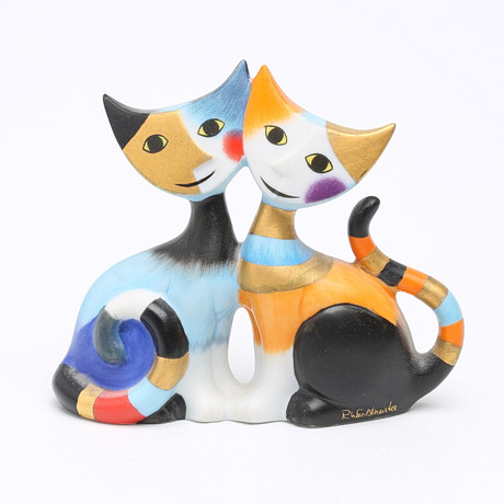 ROSINA WACHTMEISTER. Grupo de figuritas, en forma de gatos, Goebel, años 2000. Cerámica y ...