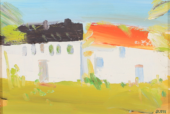 LARS BERTLE. "Vita hus Gotland", olja på pannå, signerad Bertle. Konst ...