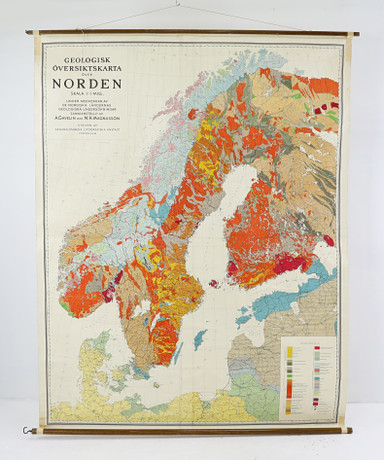 KARTA, "Geologisk översiktskarta över Norden" A. Gavelin och N.H ...