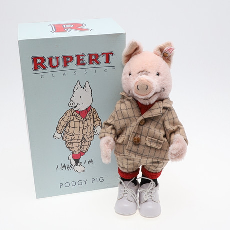 STEIFF - RUPERT SERIES TEDDY BEAR 'PODGY PIG'. Toys - Toys - Auctionet