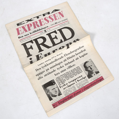 MAGAZINE, Expressen, 7 May 1945, end of World War II. Miscellaneous ...