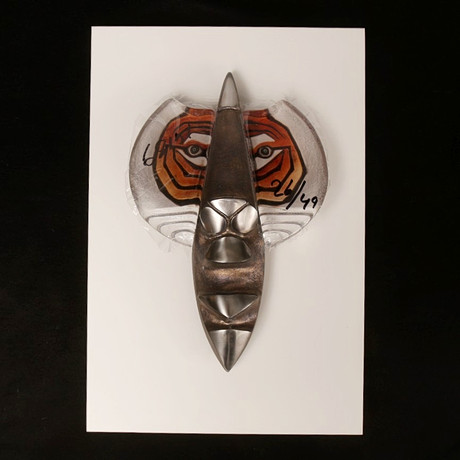 MATS JONASSON. Wall sculpture, glass and iron, "The Hunter III ...