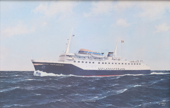 CARL GEORG WALLIN. Efter. Gotlandsfärjan Gotlandia. Inramat tryck ...