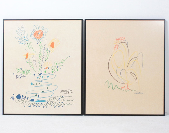 PABLO PICASSO. After. 'Summer Bouquet' and 'Rooster', print. Art ...