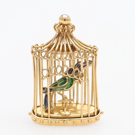 BROOCH IN THE SHAPE OF A BIRD CAGE. Jewellery & Gemstones - Brooches ...