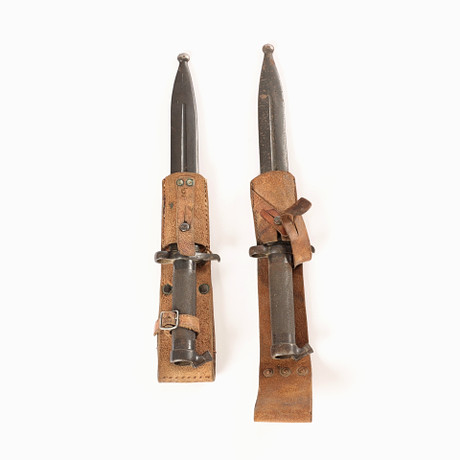 BAYONETS WITH SHEATH and holster, 2 pcs, Mauser w/1896, Eskilstuna, end ...