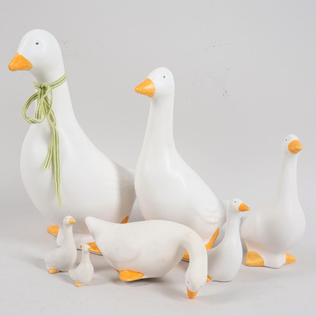 KARL ARTHUR FREDRIKSSON. figurines, 7 pcs, geese, Blekinge county ...