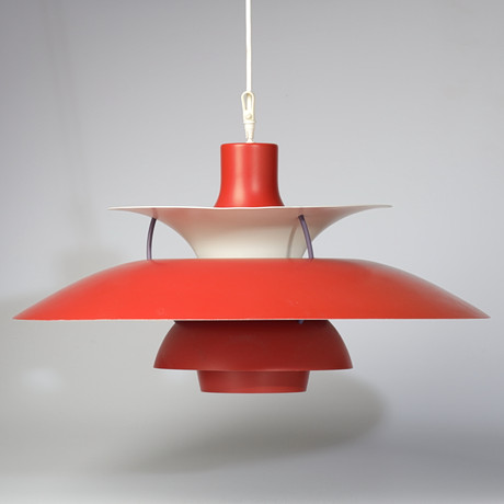 PAUL HENNINGSEN, ceiling fixture, for Louis Poulsen, "PH 5", red, blue ...