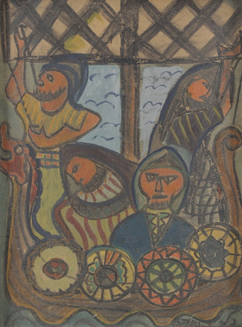 ALLAN JÄDERÅS. Vikings, pastel, signed. Art - Paintings - Auctionet