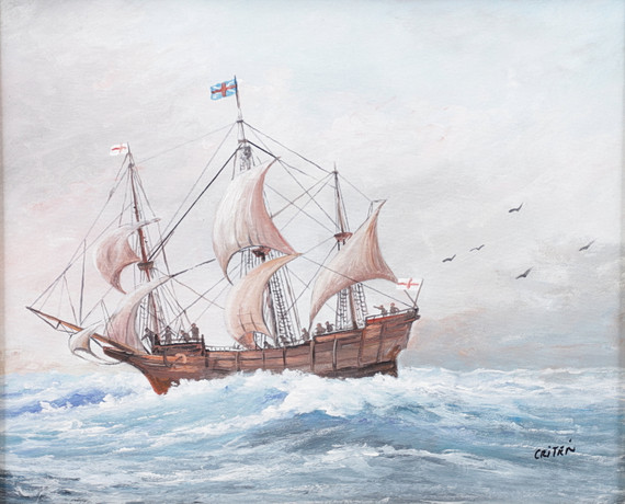 EINAR CRITÉN. Skepp på hav, olja på duk, signerad. Konst - Måleri ...